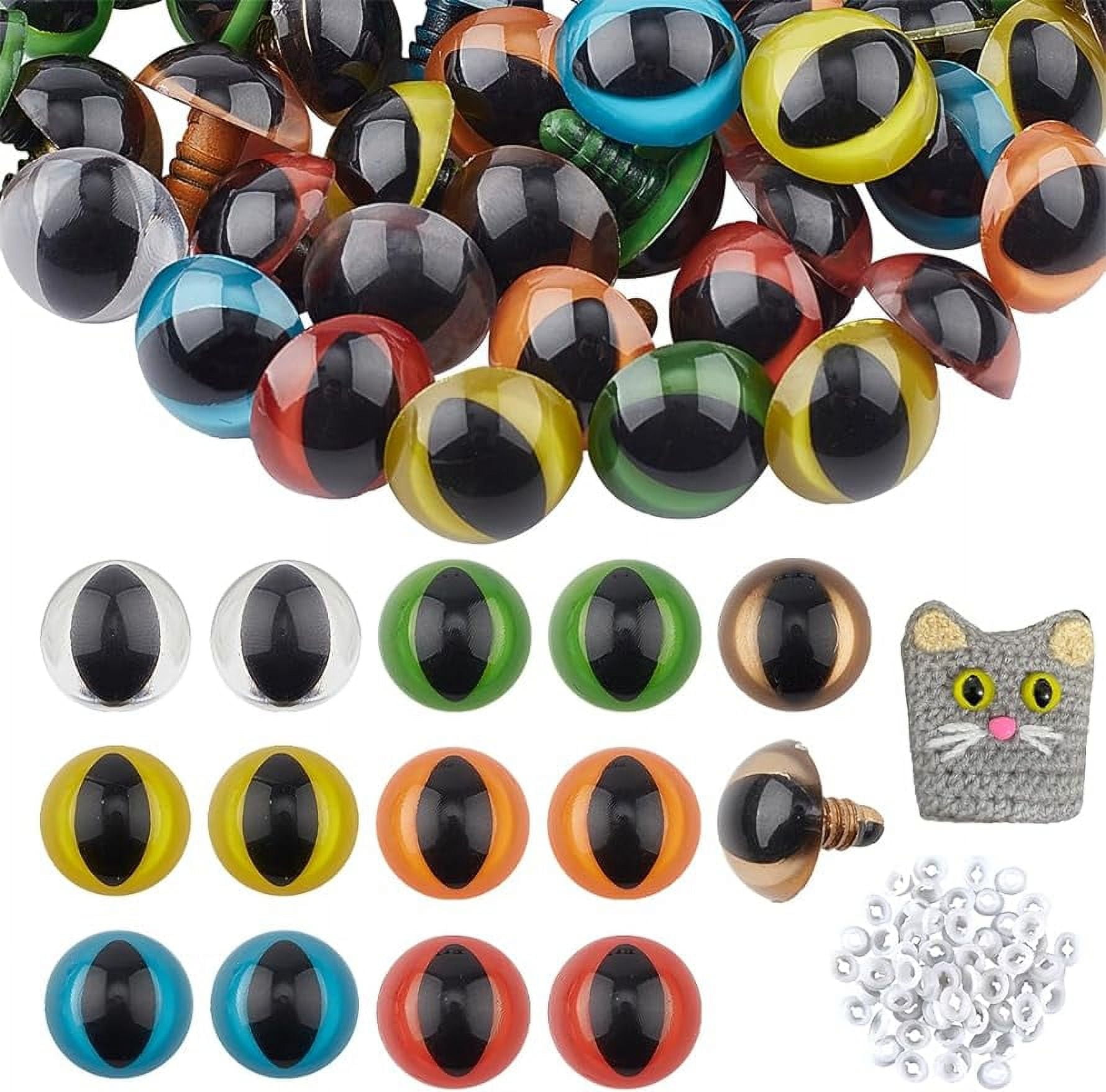 70pcs Safety Eyes 7 Color 18mm Plastic Craft Eyes Cat Doll Eyes with ...