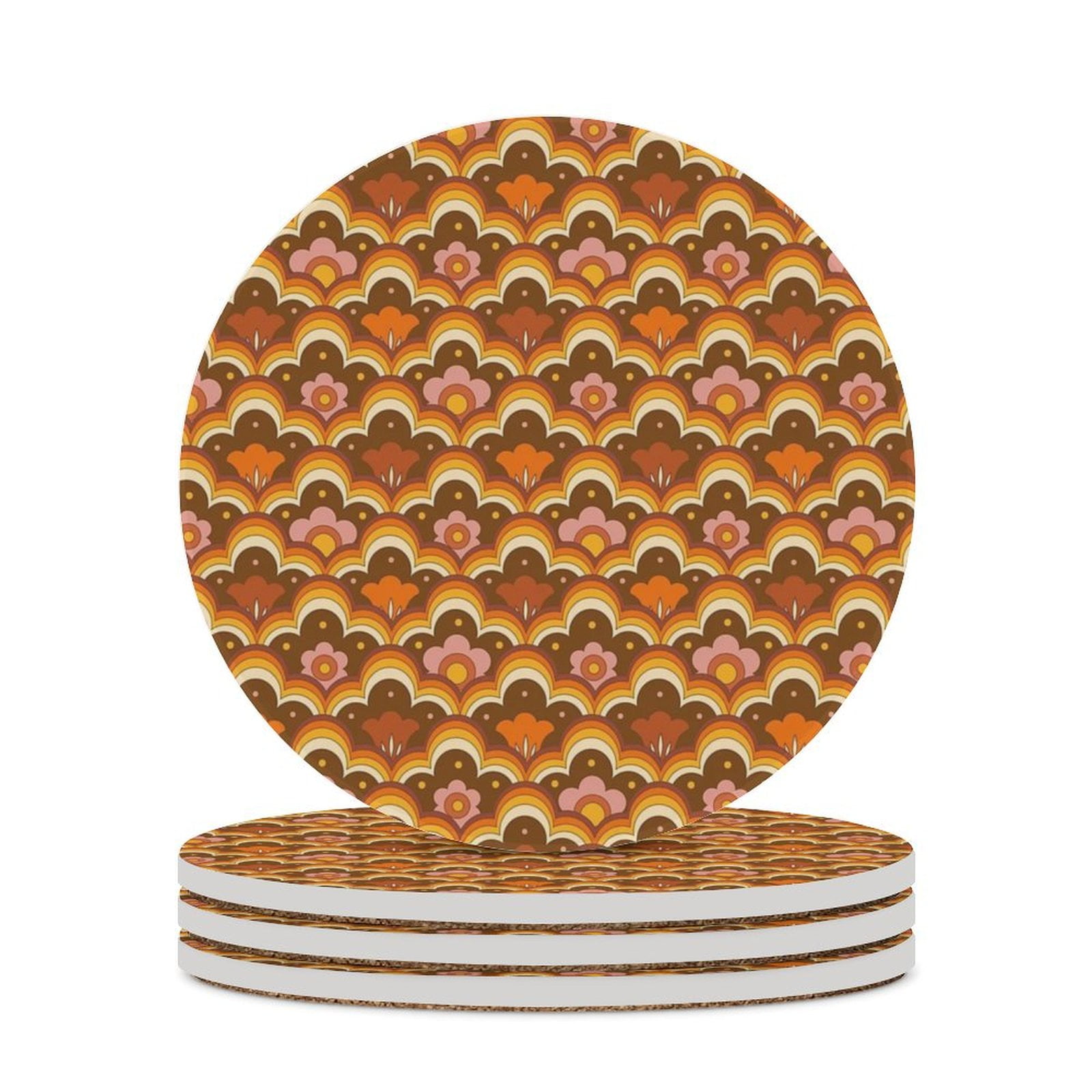 70s 60s Retro Psychedelic Flower Power, Floral Ceramic Coasters ...