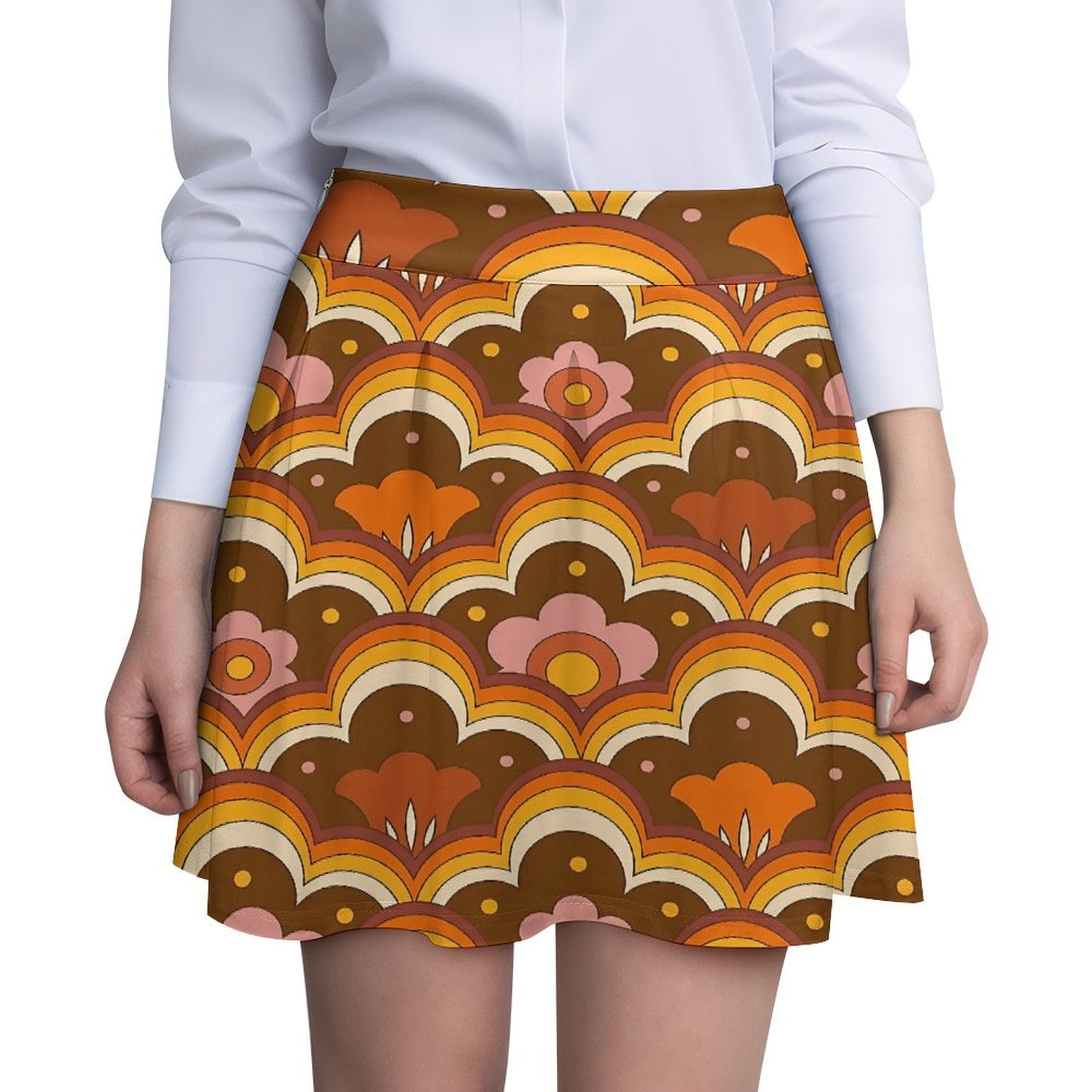 70s 60s Retro Psychedelic Flower Power, Floral Pattern Women's Casual ...