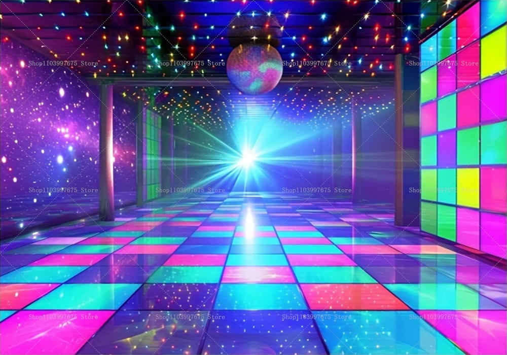70s 80s 90s Disco Party Photography Backdrop Vintage Night Club Neon ...