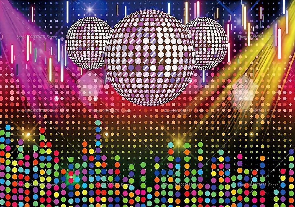 70s 80s 90s Disco Party Photography Backdrop Vintage Night Club Neon ...