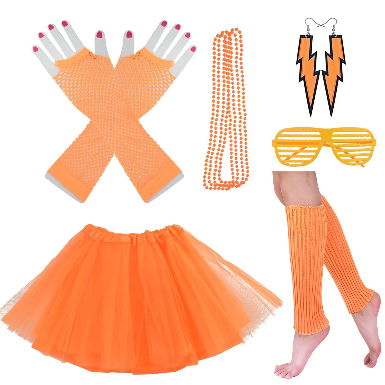 70s 80s Costume Accessories Outfits for Women Tutu Skirt Headband Leg ...