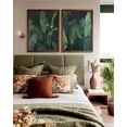 70s 80s Green Banana Leaf Mid Century Botanical Japandi Wabi Set 2 ...