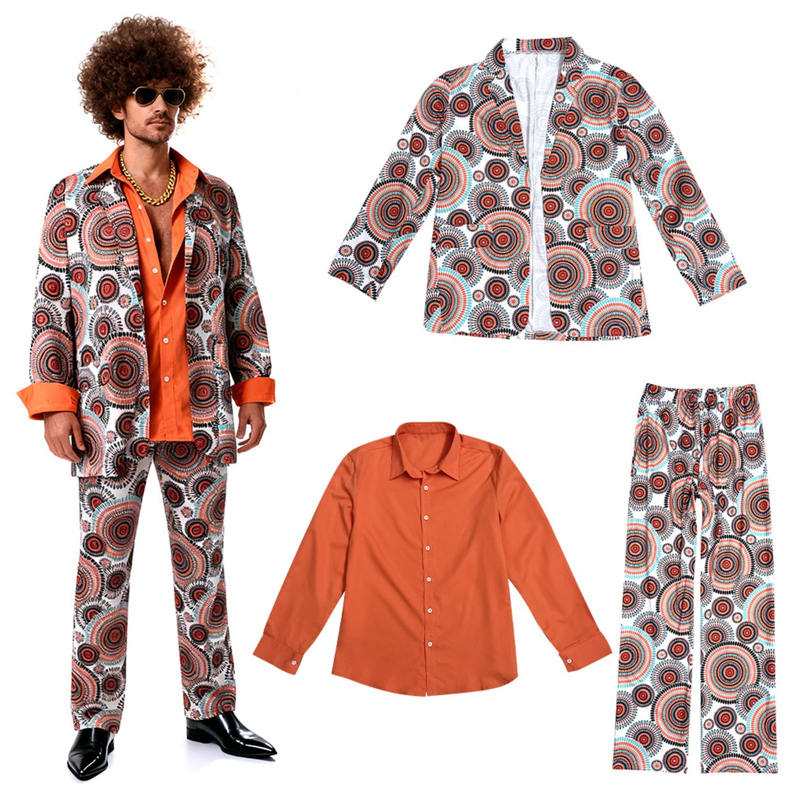 70s/80s Hippie Couple Dress Ups Men's Vintage Disco Outfit Carnival ...