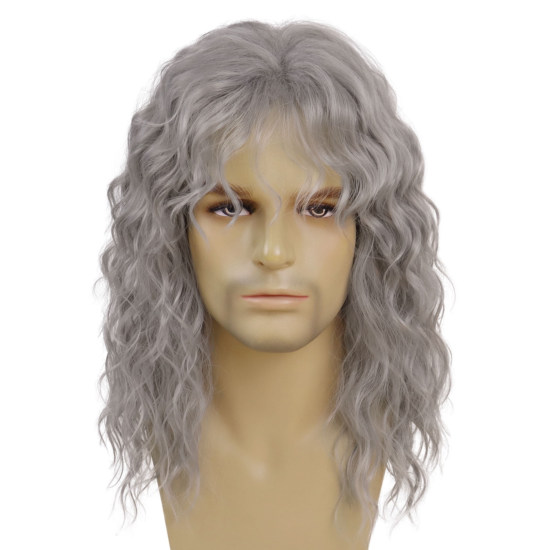 GNIMEGIL, Wigs, 70s 80s Rocker Wigs Men Long Black Curly with Bangs ...