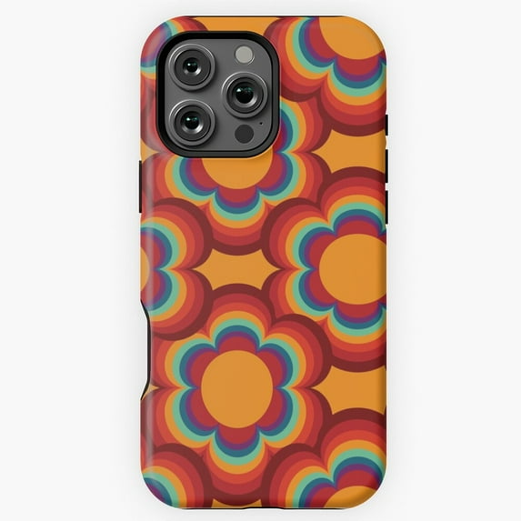 70s Colors Sacred Flower Pattern iPhone Case 17 16 15 14 13 12 11 Pro ...