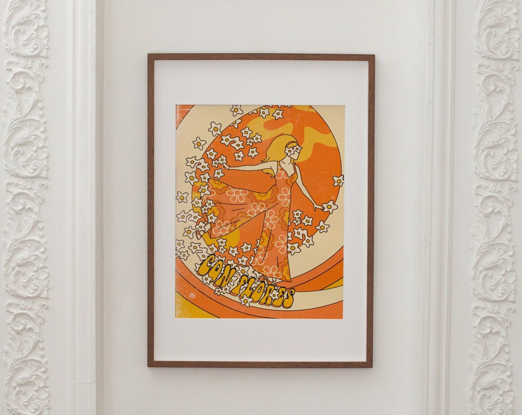 70s Decor, 70s Floral Pattern Print, 70s Bedroom Decor, Hippie Print ...