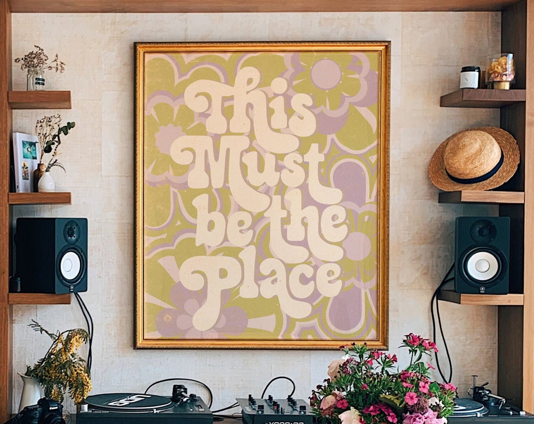 70s Decor, This Must Be The Place Print, Retro 70s Wall Art, 70s Floral ...