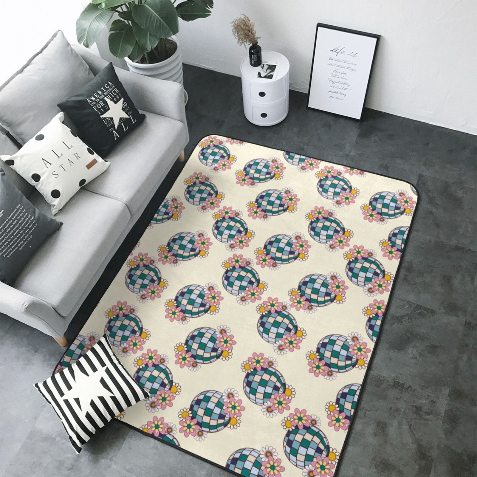 70s Disco Ball Area Rugs for Living Room Bedroom, 5x7 Soft Throw ...