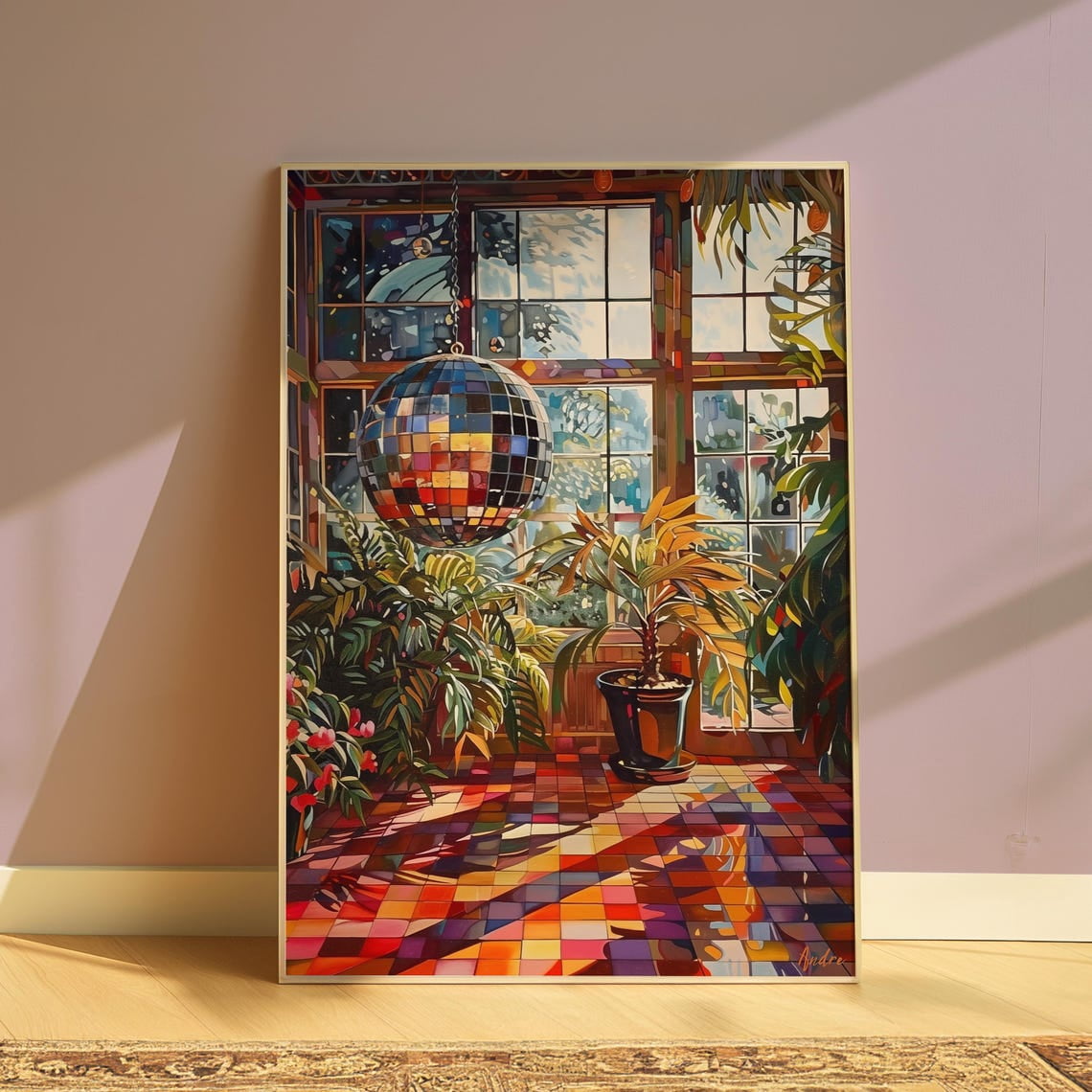 70s Disco Ball Retro Wall Art, Unframed Paper Print Size 12x18 ...