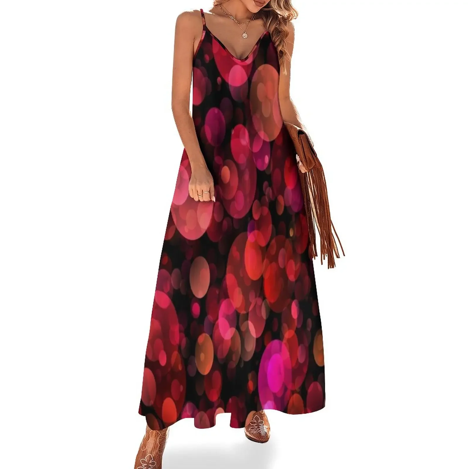 70s Disco Retro Inspired |Abstract Red Sequin PRINT Texture Sleeveless ...