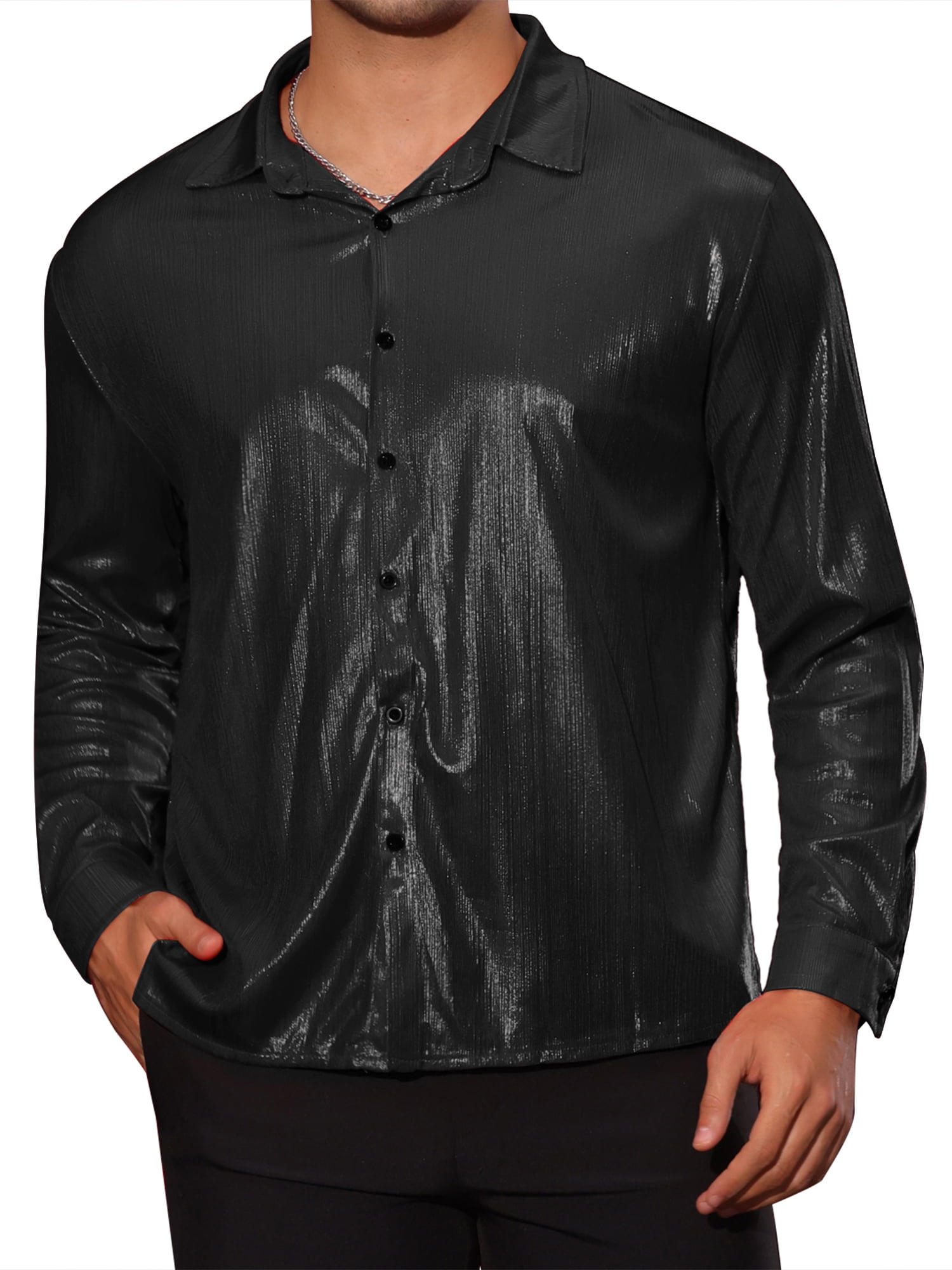 INSPIRE CHIC 70s Disco Shirts for Men's Long Sleeves Button Down Party ...