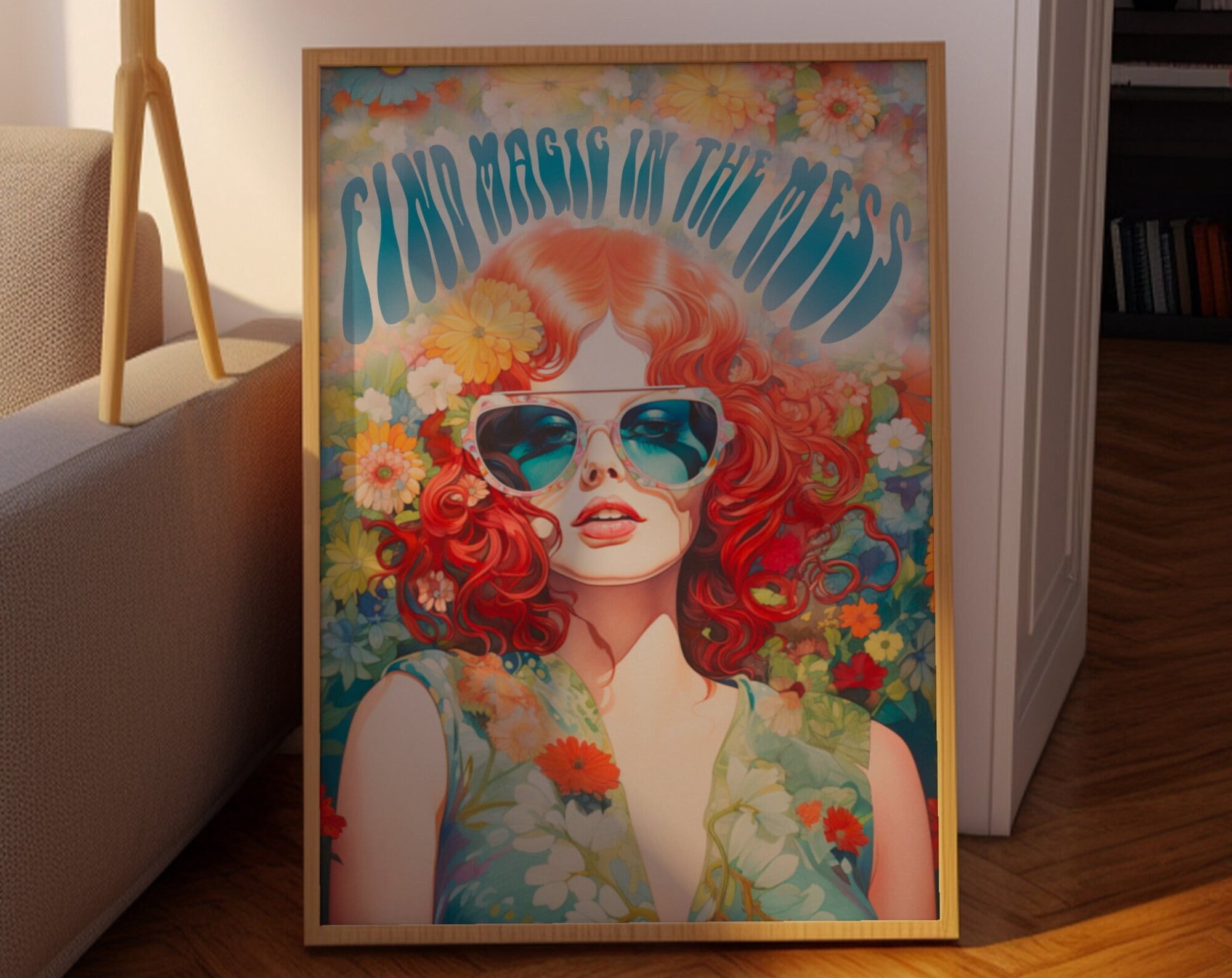 70s Floral Art Print Retro Hippie Home Decor - Walmart.com