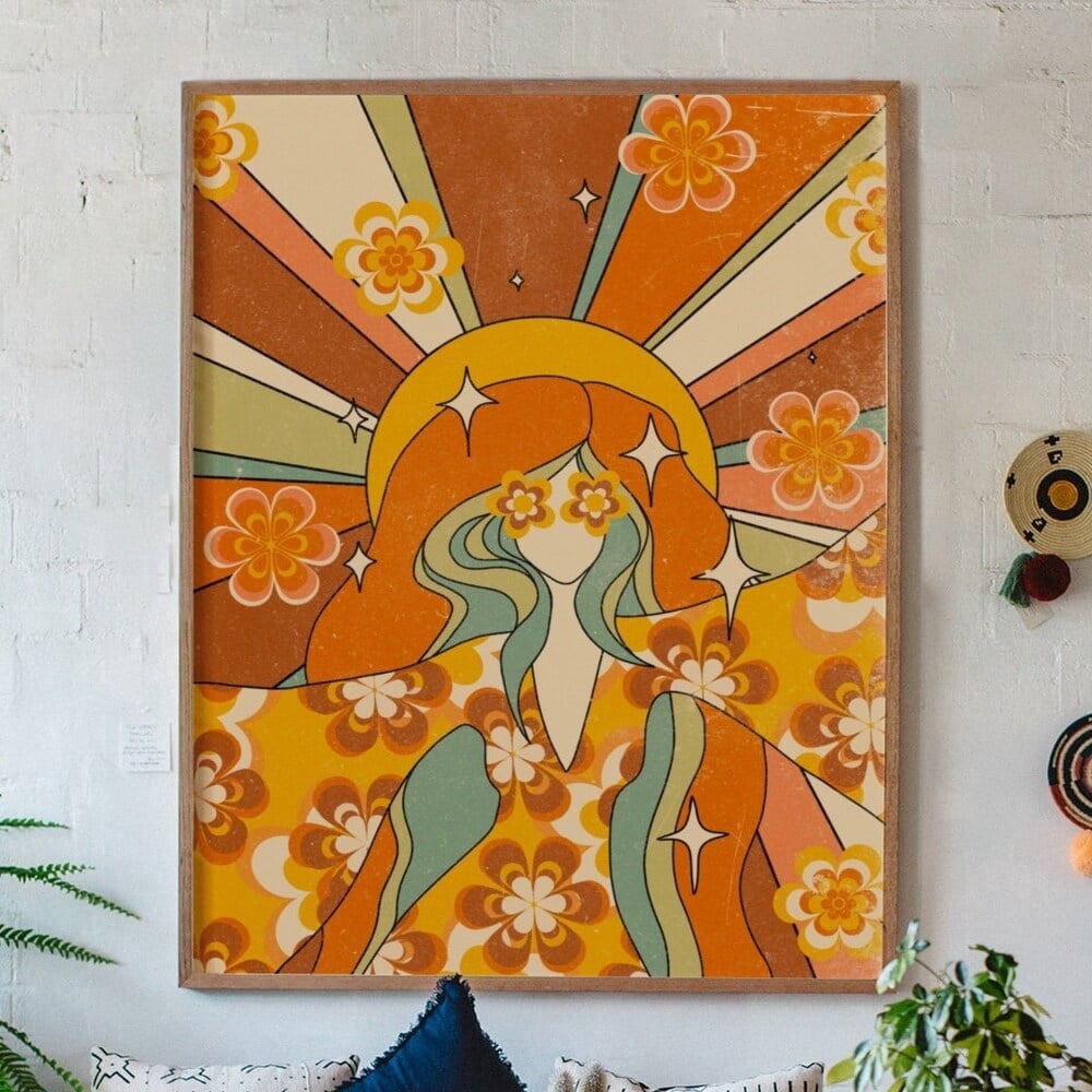 70s Floral Art Retro Flower Child Poster Home Decor Poster Only ...