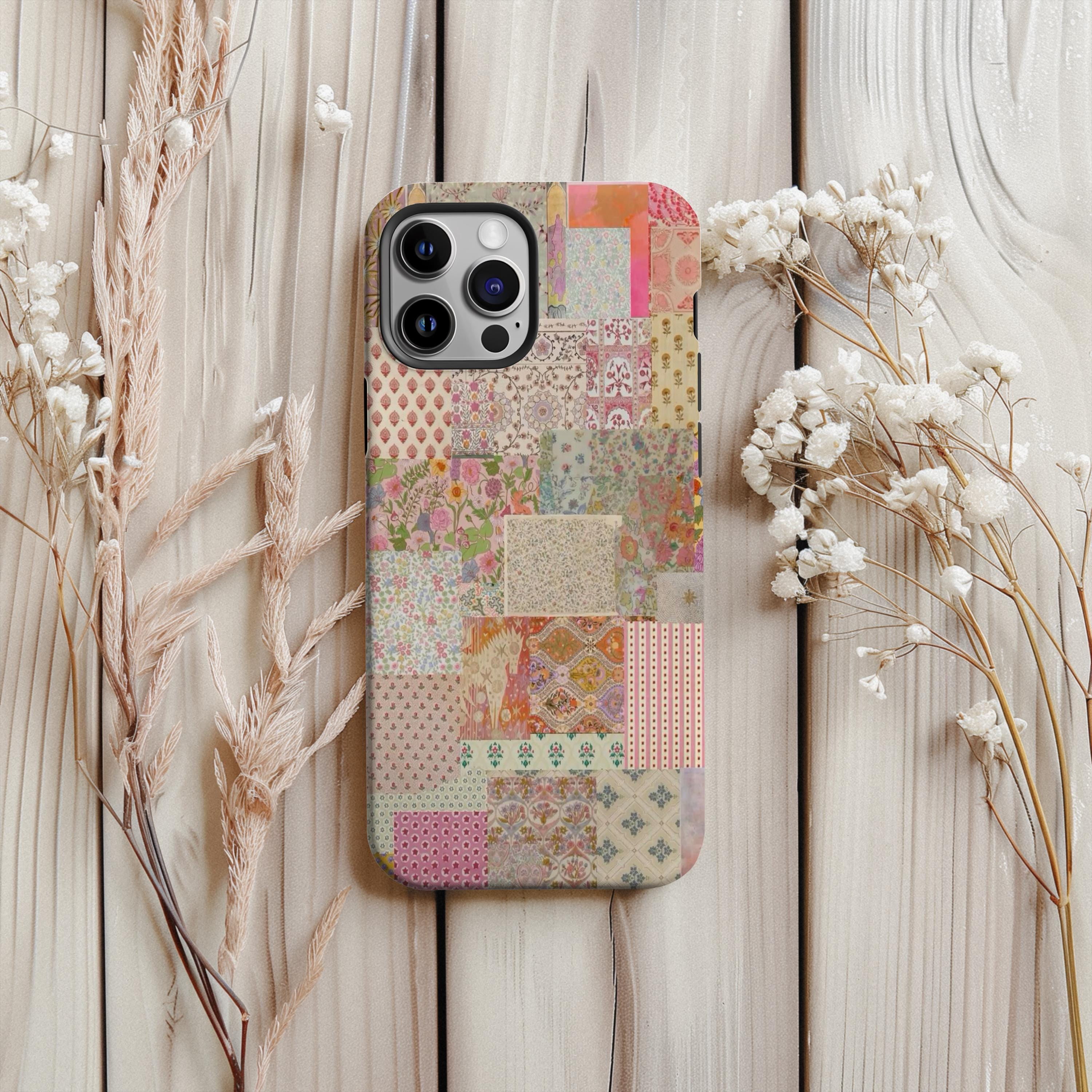 70s Floral Collage Phone Case Retro Geometric Art with iPhone 17 ...