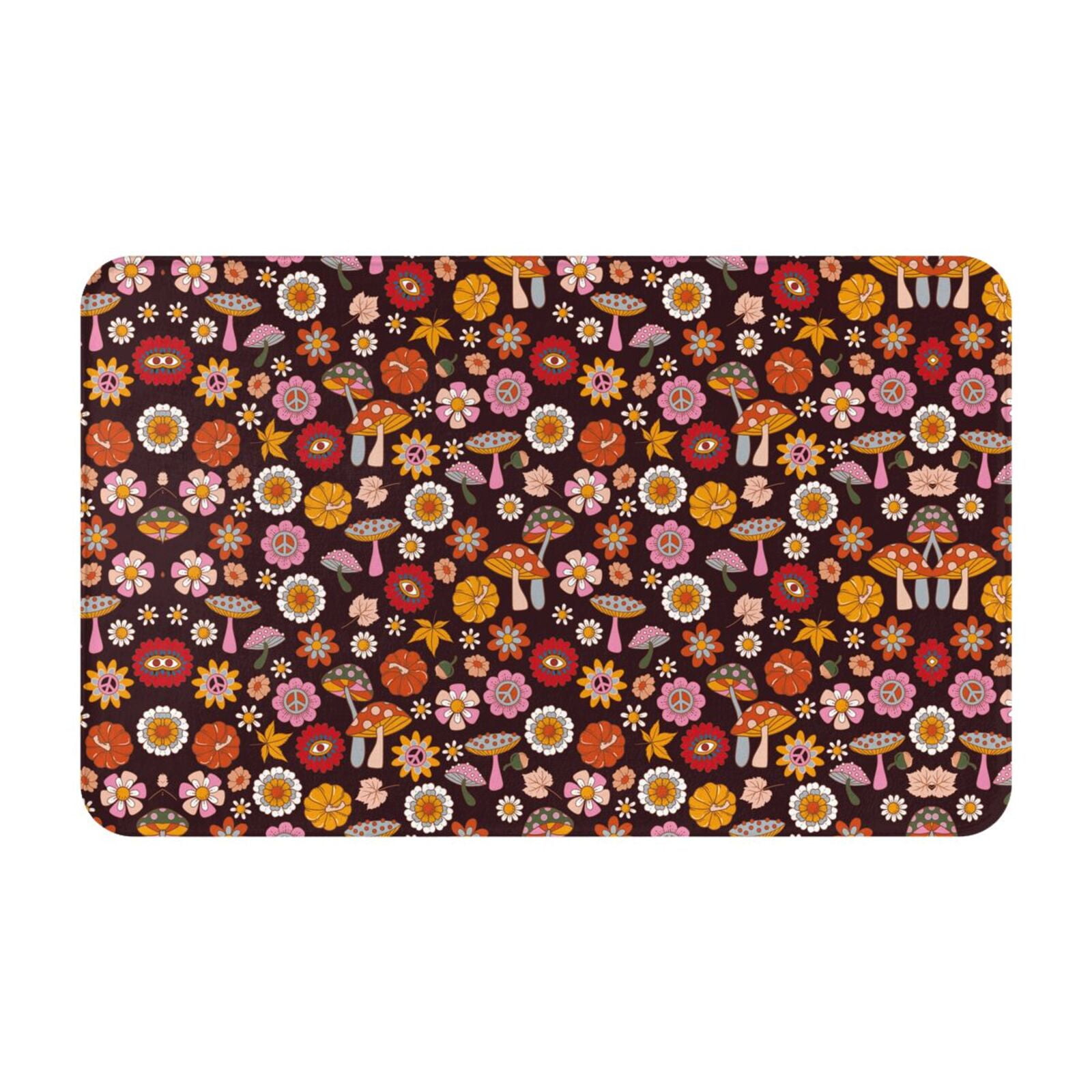70s Groovy Hippie Retro Front Door Mat, Indoor Mats for Bedroom ...