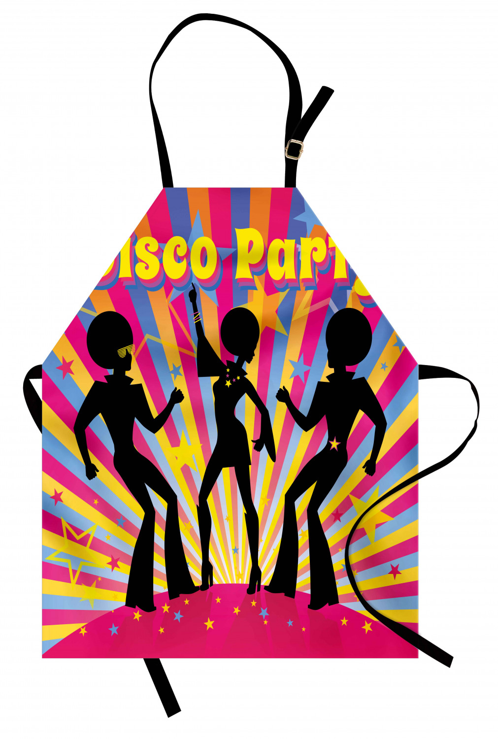 70s Party Apron Dancing People Silhouettes with Afro Hair Disco Party ...