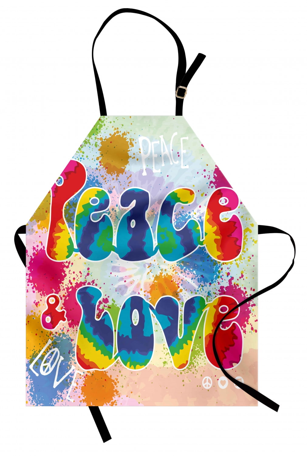 70s Party Apron Peace and Love Tie Dye Funky Color Splashes Rainbow ...
