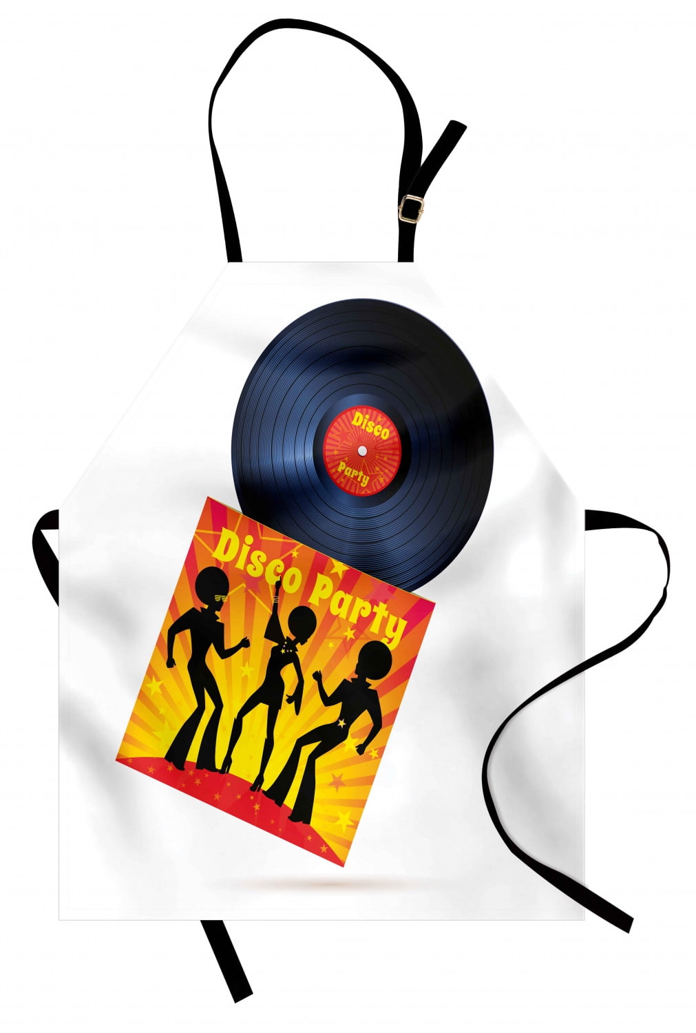 70s Party Apron Vinyl Record Cover with Disco Party Illustration ...