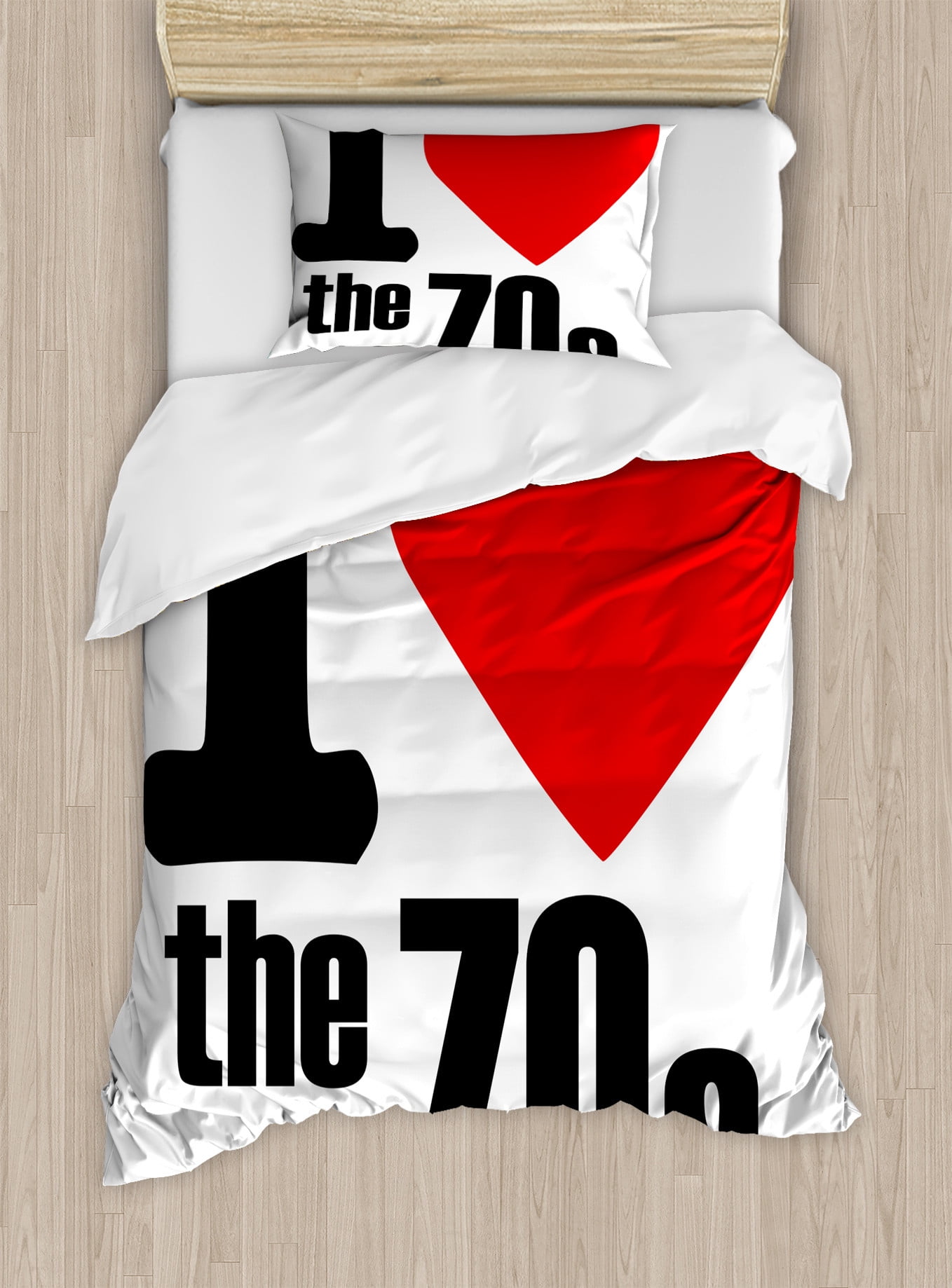 70s Party Duvet Cover Set, I Love the 70s Pictogram Party Card Inspired ...