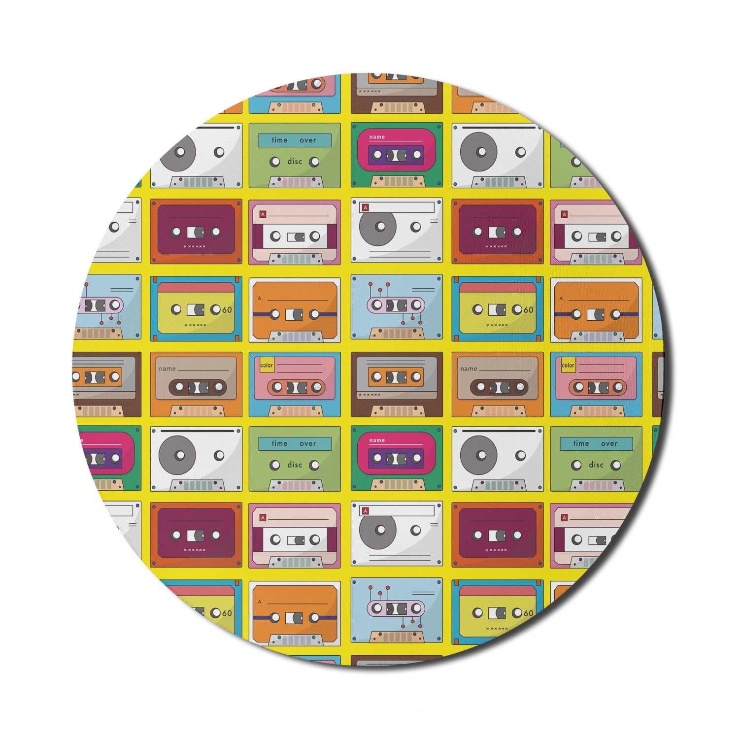 70s Party Mouse Pad for Computers, Music Tape Design Pattern Audio ...