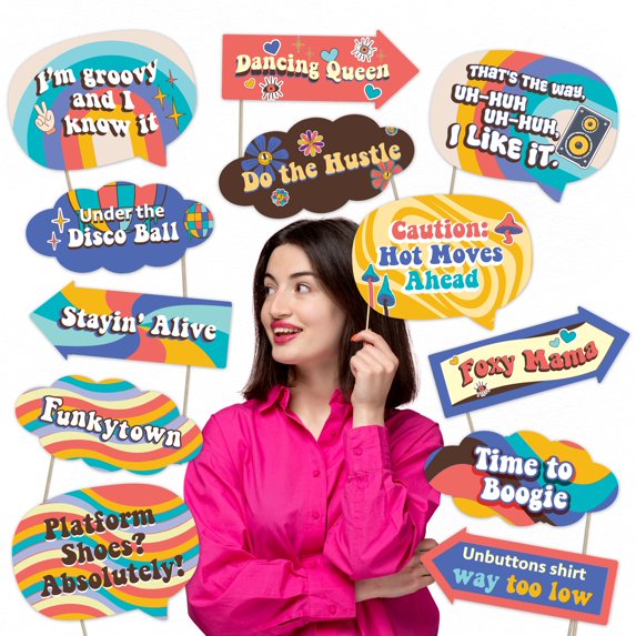 70s Party Photo Booth Props Set – Retro Disco Decorations for Throwback ...