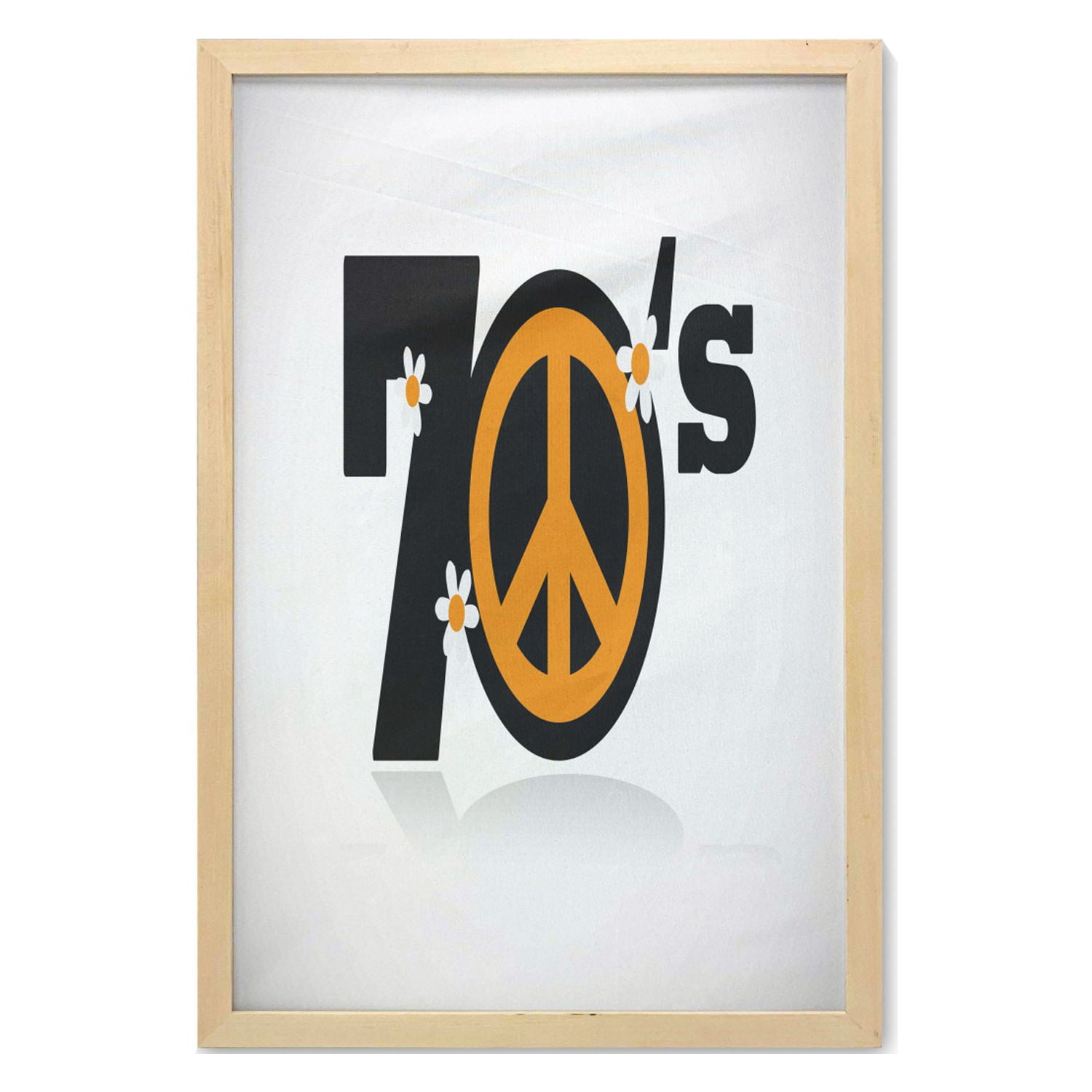70s Party Wall Art with Frame, Peace of Seventies with Daisies Rock n ...