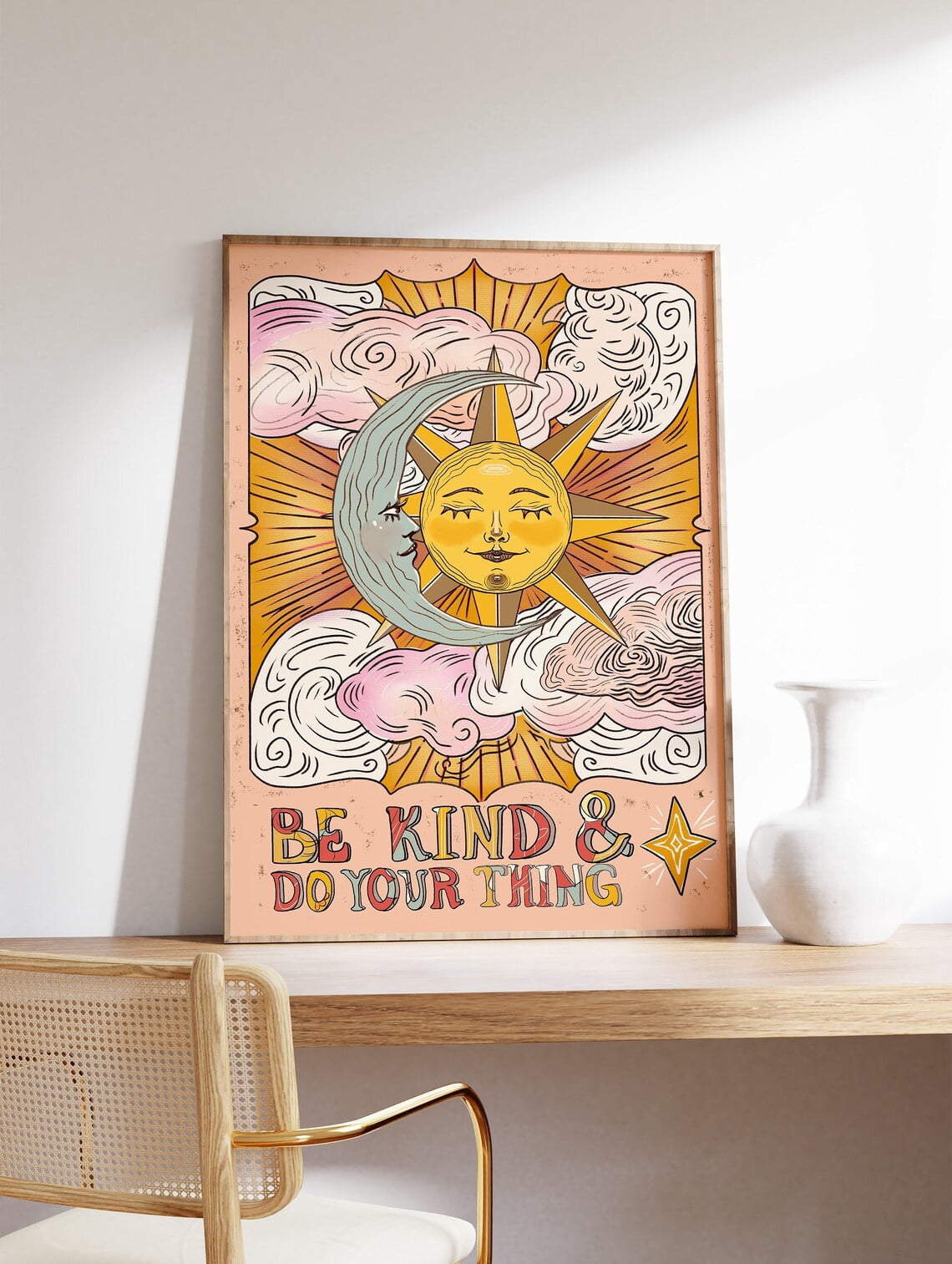 70s Psychedelic Astrology Art Spiritual Decor Retro Cosmic Tarot Vibe ...