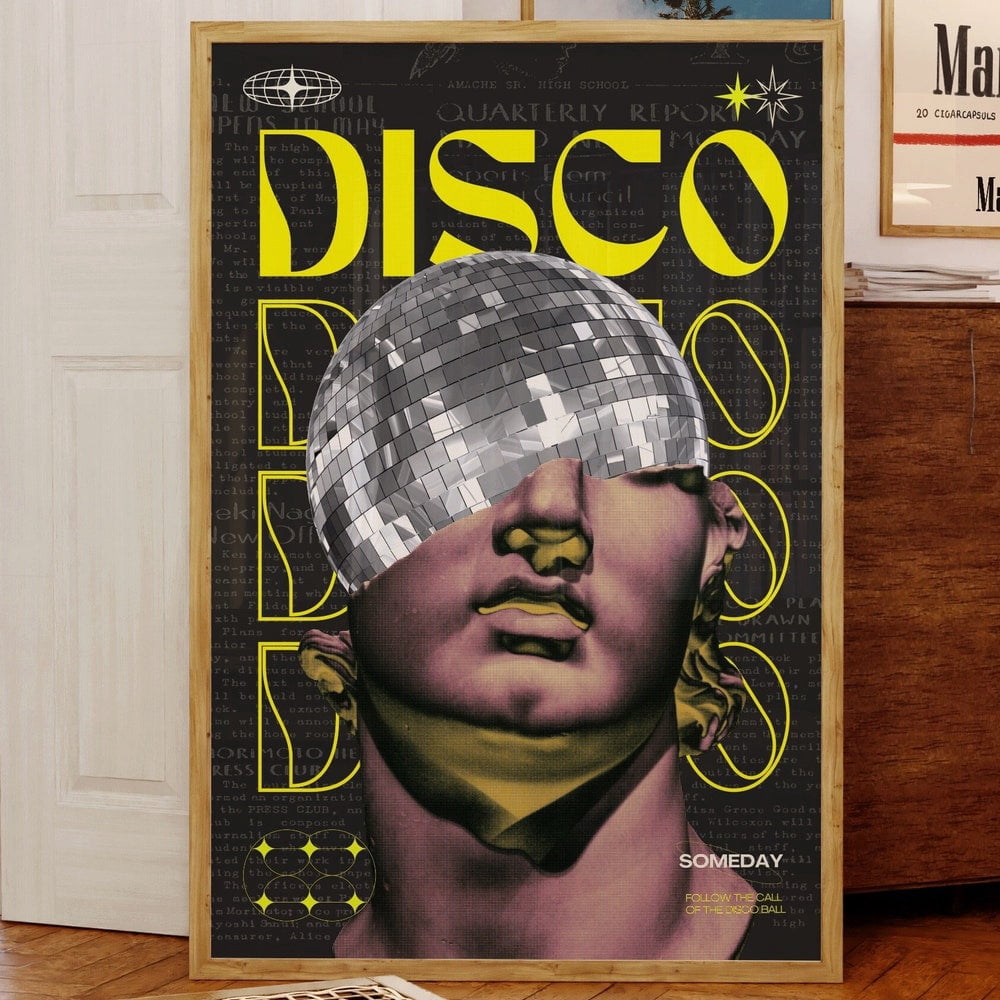 70s Psychedelic Disco Ball Art Print: Retro Y2K Room Decor - Walmart.com