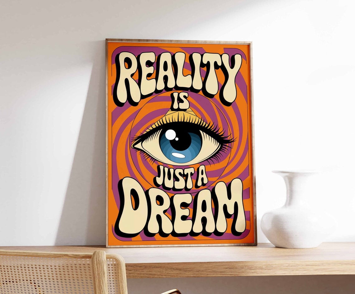 70s Psychedelic Eye Retro Hippie Decor, Stretched Canvas - Walmart.com