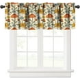 70s Retro Boho Floral Valances Curtains in Yellow Orange, Funky ...