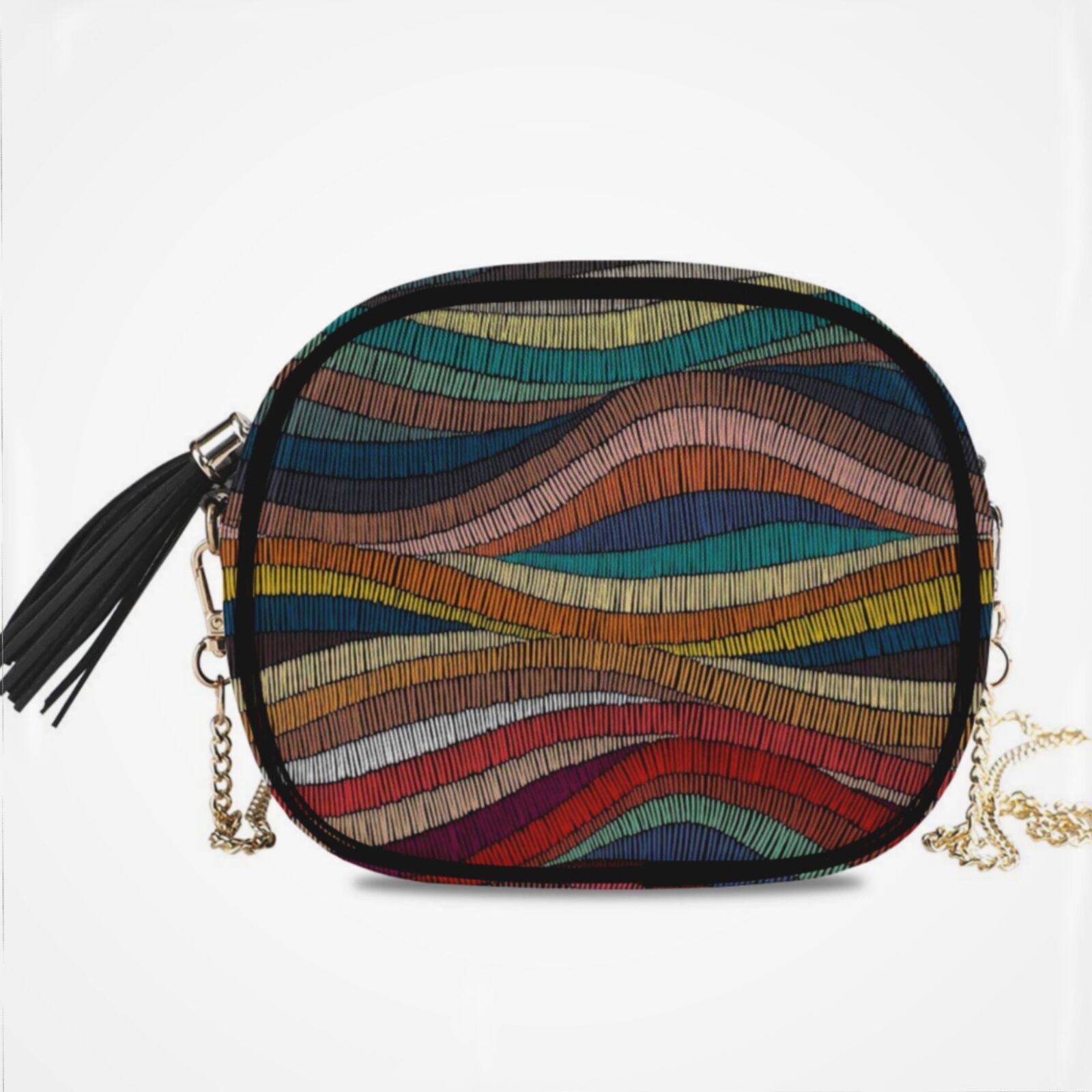 70s Retro Colorful Wavy Handbag Fashion Messenger Bags For Women Pu ...