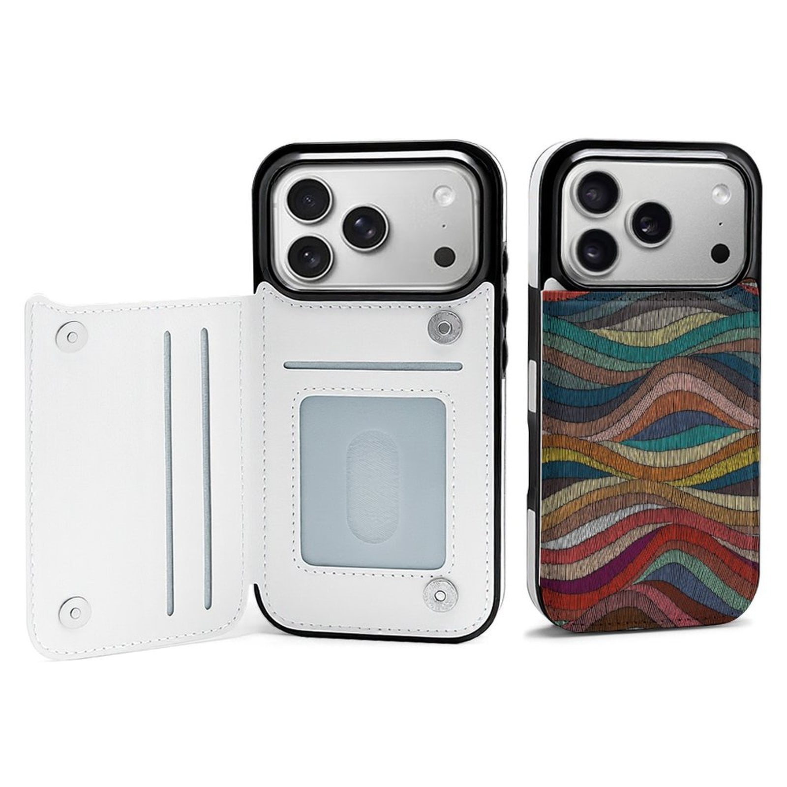 70s Retro Colorful Wavy Leather Wallet Case for iPhone 12 mini Wallet ...