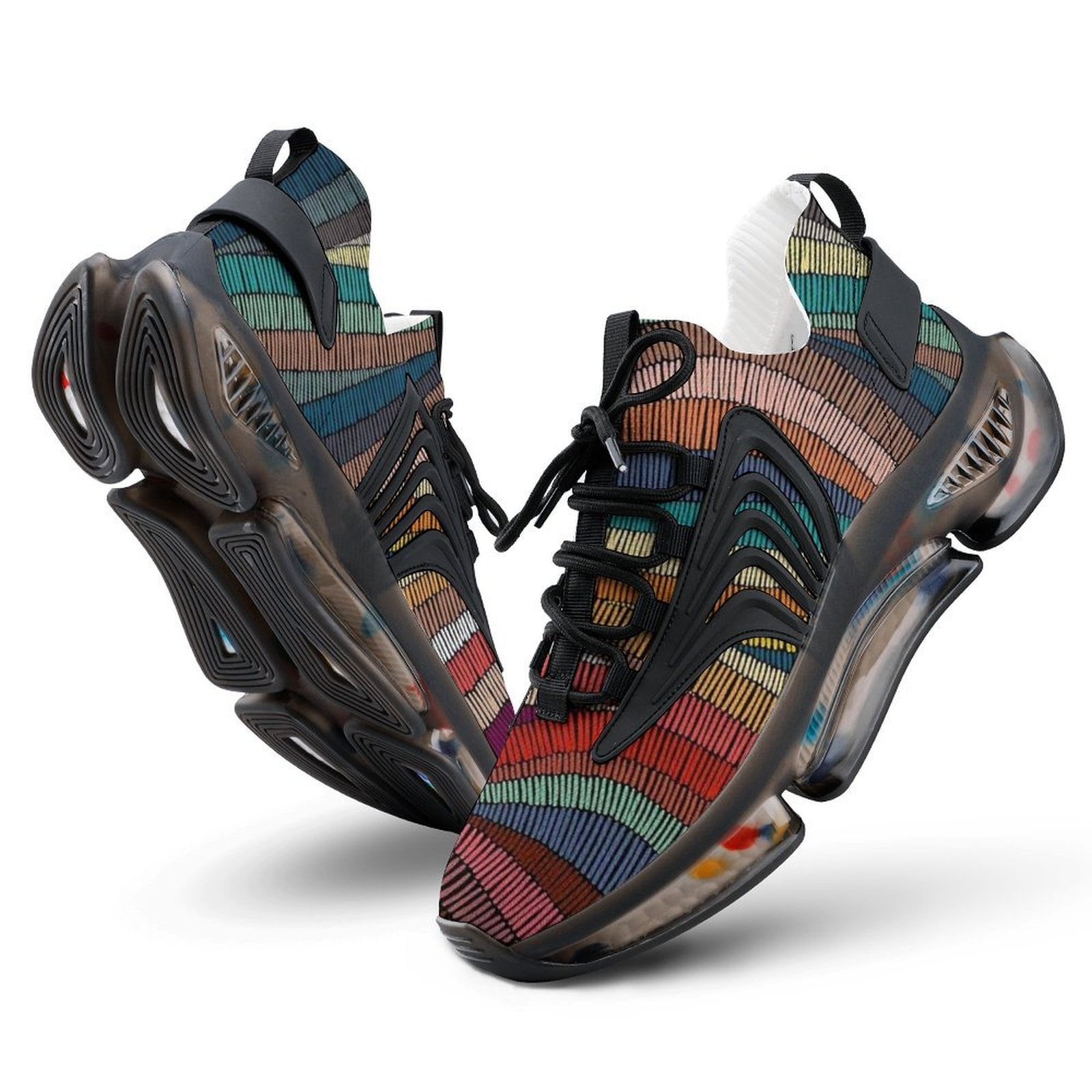 70s Retro Colorful Wavy Walking Shoes for Men Woman Lightweight Tennis ...