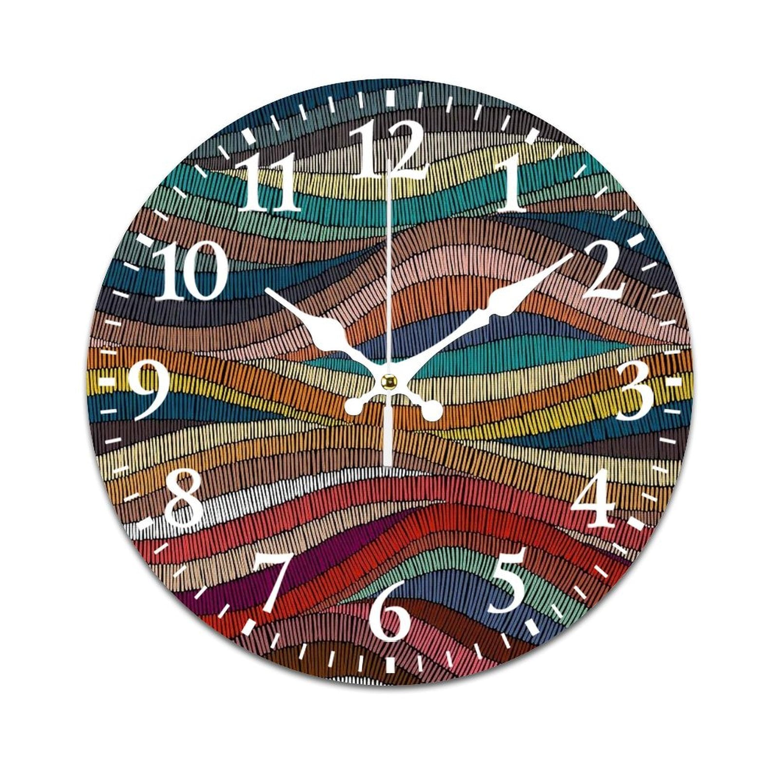 70s Retro Colorful Wavy Wall Clock Modern Design Clocks Wall Hanging ...