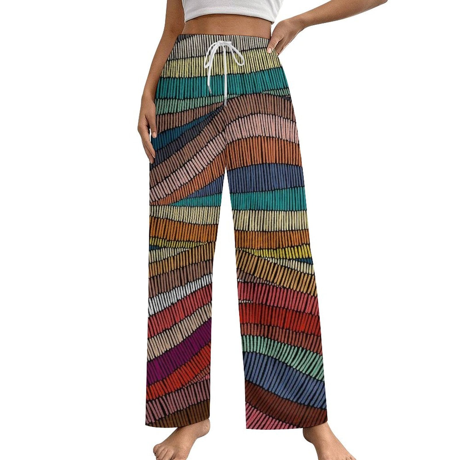 70s Retro Colorful Wavy Women's Pajamas Pajama Pants Women's Sleepwear ...