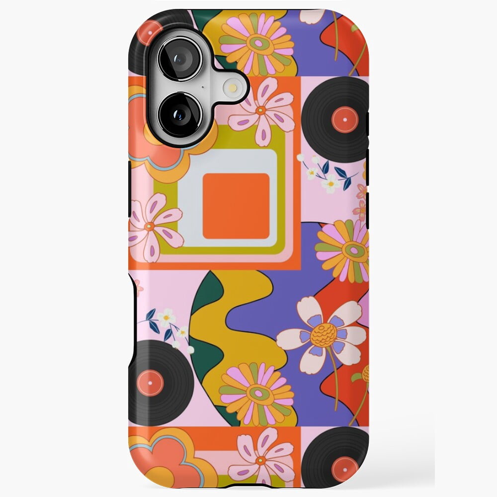 70s Retro Groovy Vinyl Flower Phone Case iPhone 17 11 12 13 14 15 17 ...