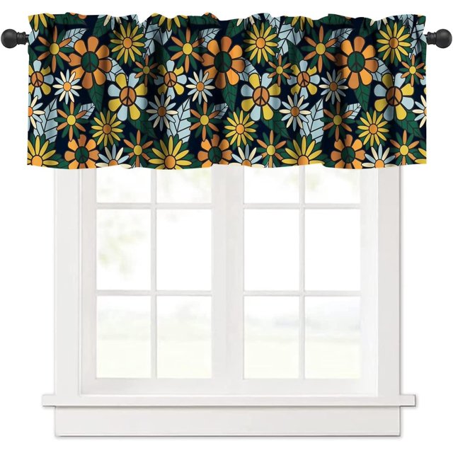 70s Retro Hippie Flowers Valances Curtains Vintage Groovy Floral Daisy ...