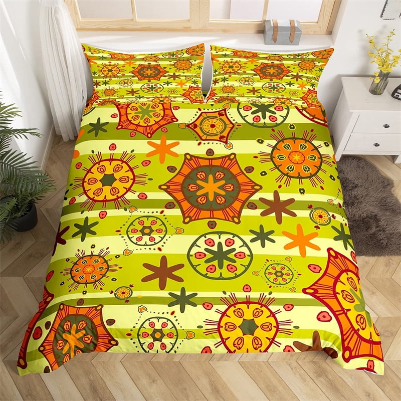 70s Retro Psychedelic Floral Duvet Cover Bohemian Exotic Abstract ...