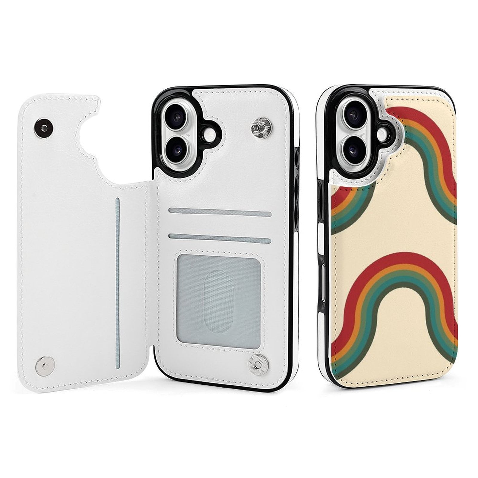 70s Retro Stripes -1 Leather Wallet Case for iPhone 16 Pro Max 16E 16SE4 16PRO Wallet Case Card ...