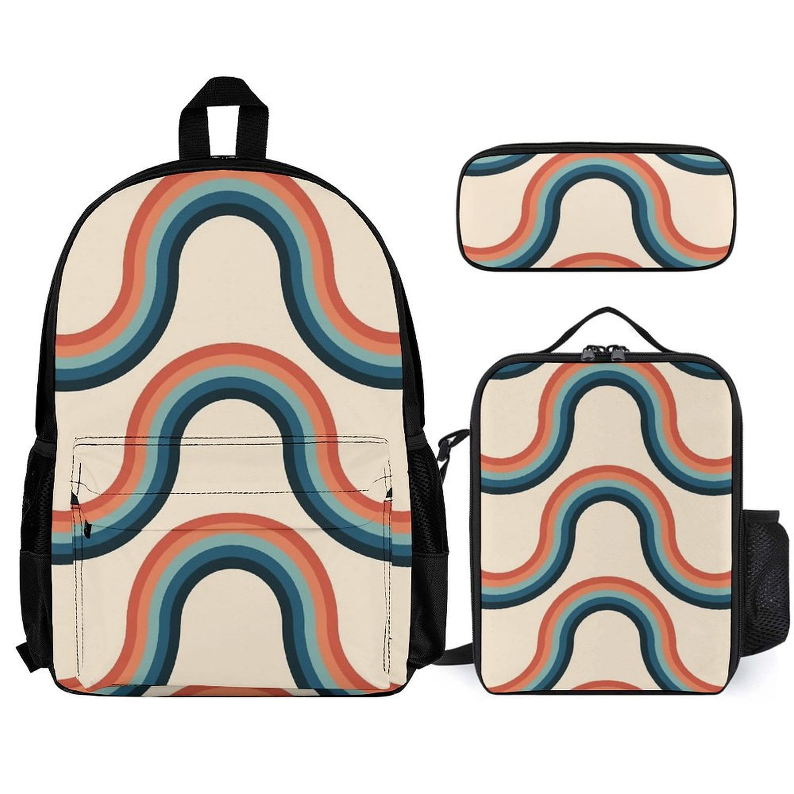 70s Retro Stripes Backpack Set Lightweight Backpack Book Bag Backpack ...