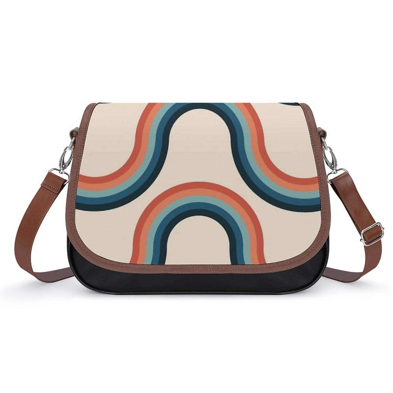 70s Retro Stripes Pu Leather Shoulder Bag Essential For Daily Travel ...
