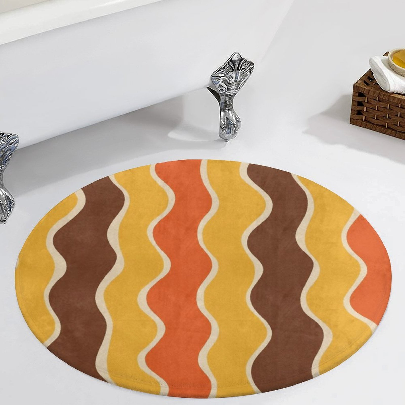 70s Retro Vintage Style 1 Area Round Carpet Living Room Bedroom Rugs ...
