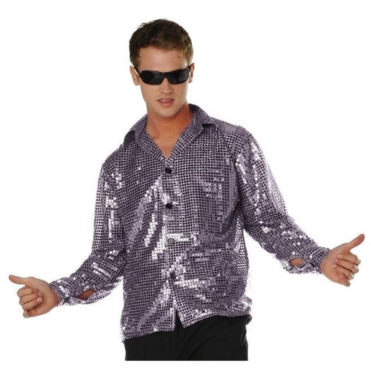 70s Sequin Disco Inferno Shirt - Silver - Walmart.com