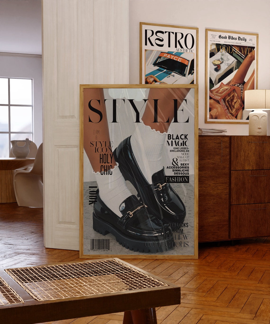 70s Style Magazine Retro Loafer Shoes Inspired Wall Art Typography ...