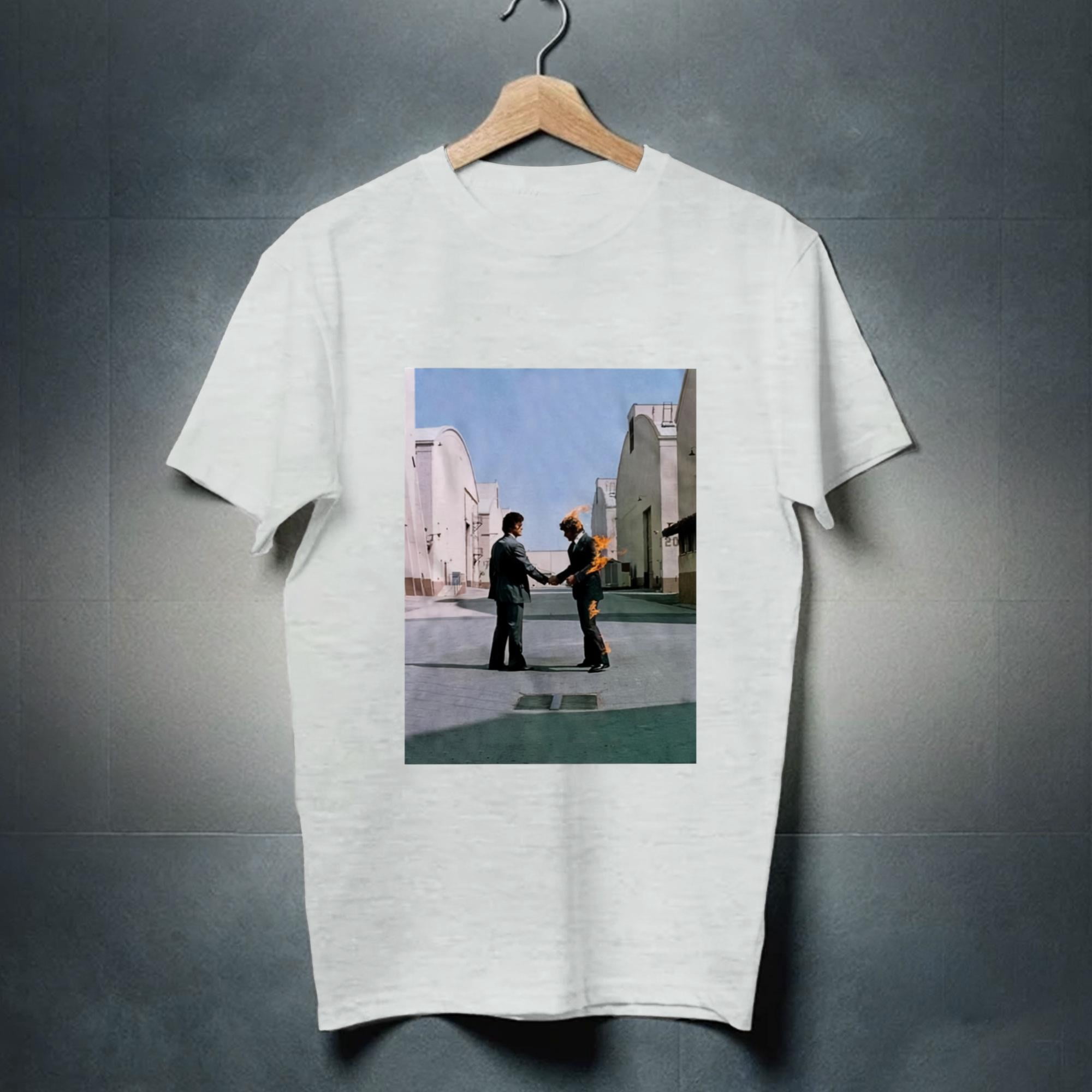 70s Surreal Album Art-Inspired Shirt, Classic Fire Handshake Music ...