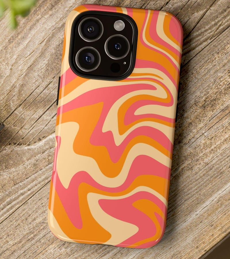 70s Swirl Phone Case Pink Orange Hippie Boho Retro Cover for iPhone 12 ...