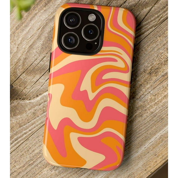 70s Swirl Phone Case Pink Orange Hippie Boho Retro Cover for iPhone 12 ...