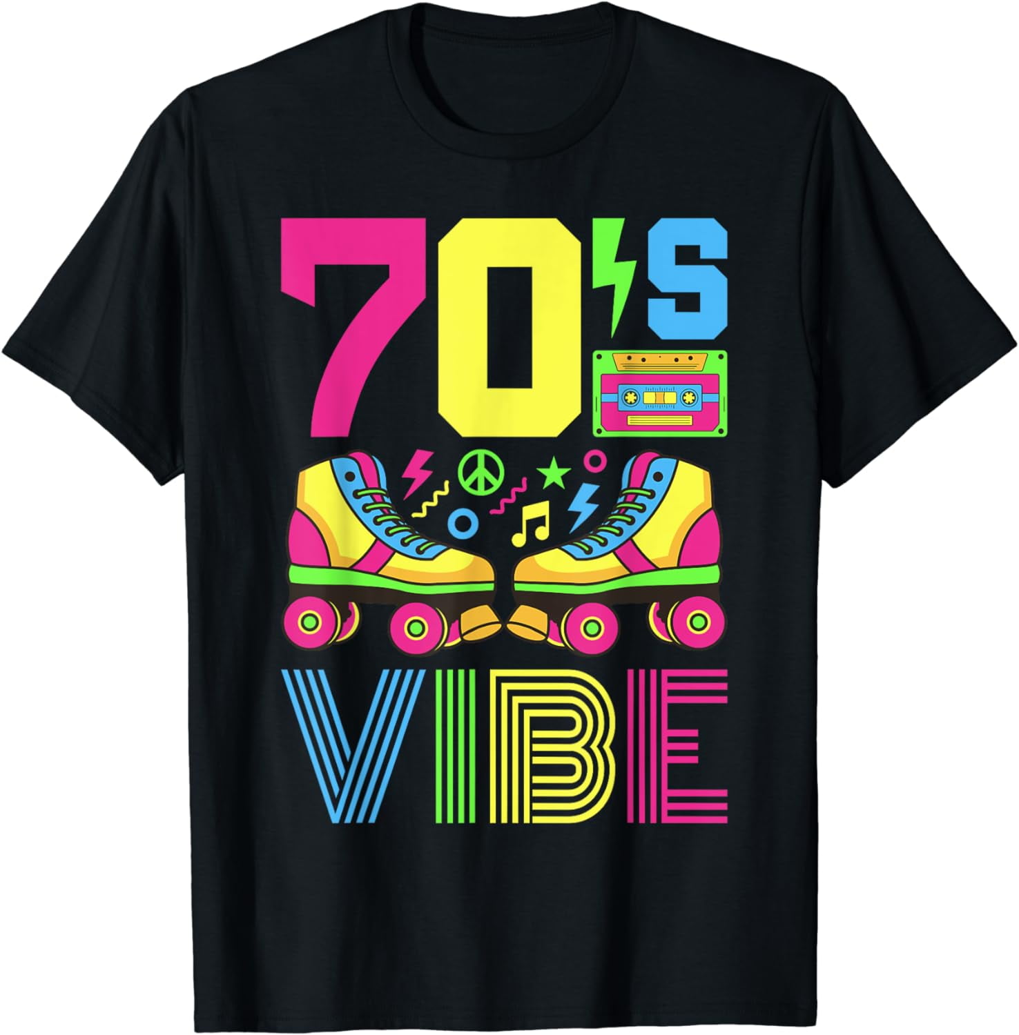 70s Vibe 1970s Fashion Theme Party Outfit Seventies Costume Black T ...