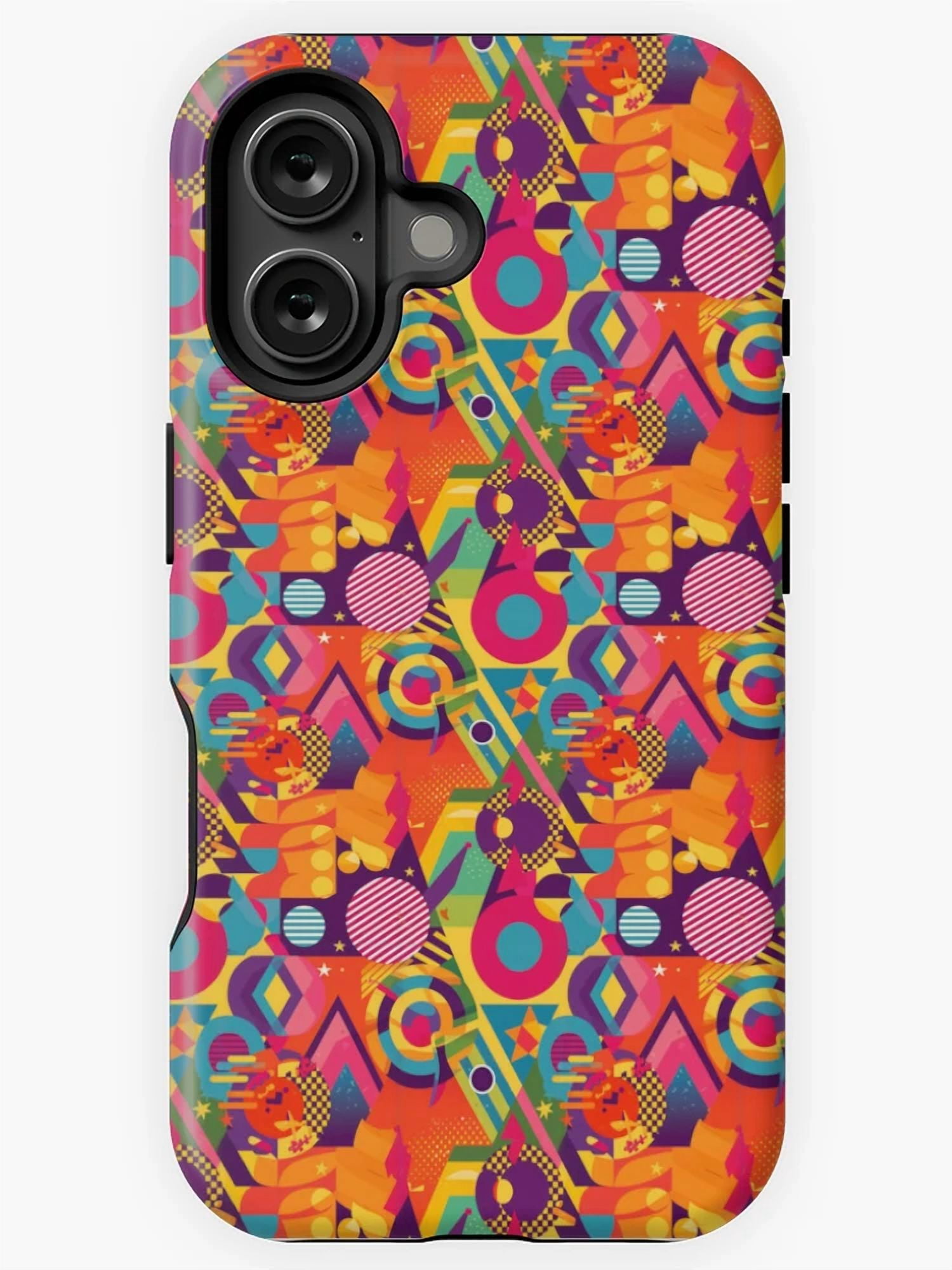 70s Vibe Retro Pattern Colorful Graphic Case for iPhone 11 through 16 ...